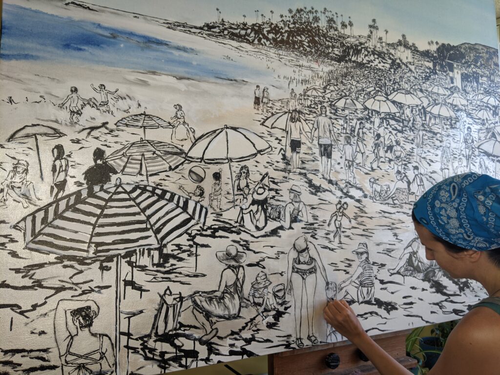 painting early stages of "Together in Time" - Brooke Harker